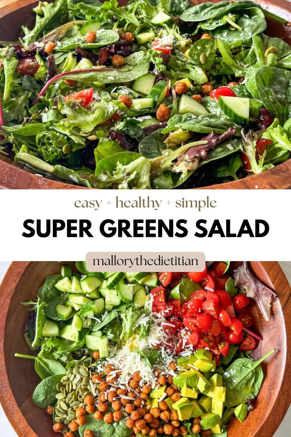Simple Mixed Super Greens Salad with Lemon Dressing - Mallory the ...